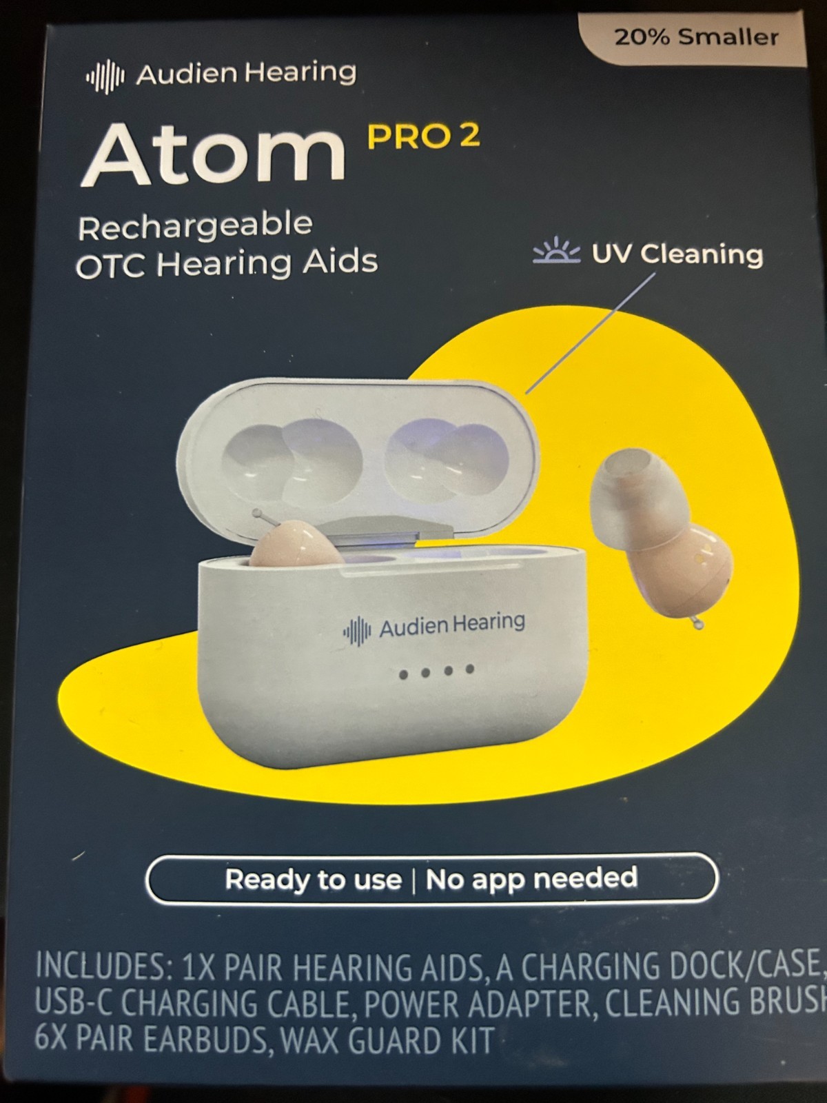 Audien ATOM PRO 2 Wireless Rechargeable OTC Hearing Aid New Sealed | eBay