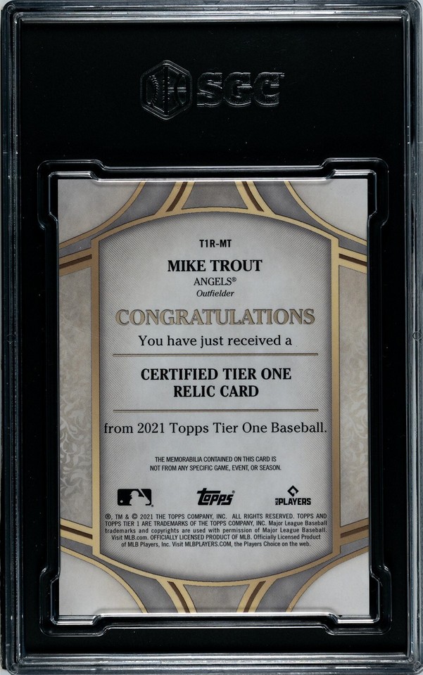 2021 Topps Tier One Relics #T1R-MT Mike Trout Angels 20/199 SGC 9.5 | eBay