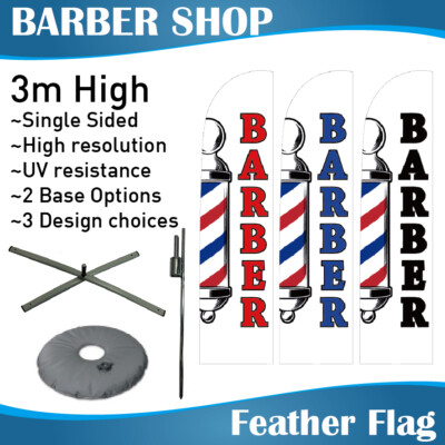 3m Outdoor BARBER SHOP Flag Banner Feather Flags with Base | eBay Australia