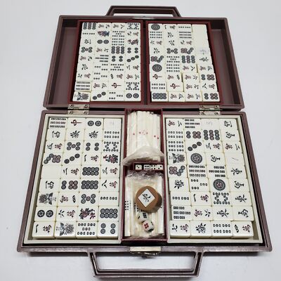 Vintage Mahjong Tile Stone Set in Case | eBay