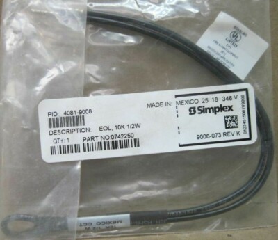 Simplex 0742250 End of Line Resistor Harness 10K 1/2W | eBay