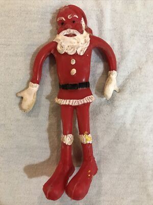 Santa Claus Bendy Figurine Rubber Red 1980's Vintage Christmas Holiday ...