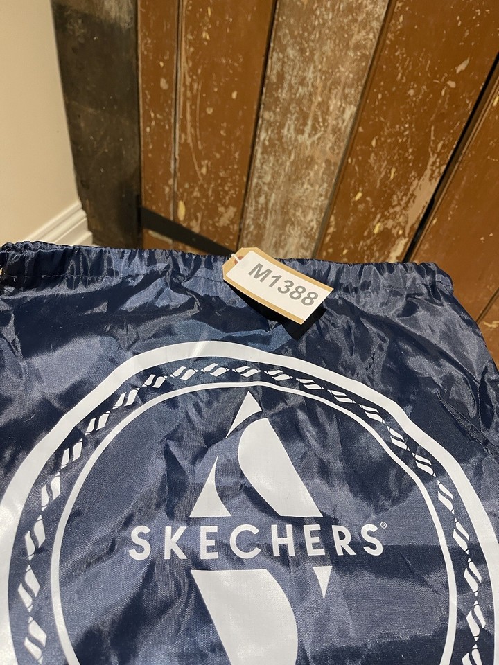 Skechers Drawstring Bag Backpack Day Pack Gym Navy Blue With logo Shoes ...