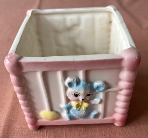 Vintage Baby Block Planter Flower Vase Blue and Pink Ceramic | eBay