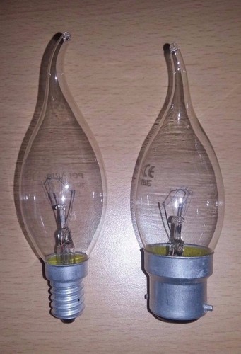 60w Bent Flame Tip Wick Candle BC B22 SES E14 Clear Bulb Lamp 4 Or 10 ...