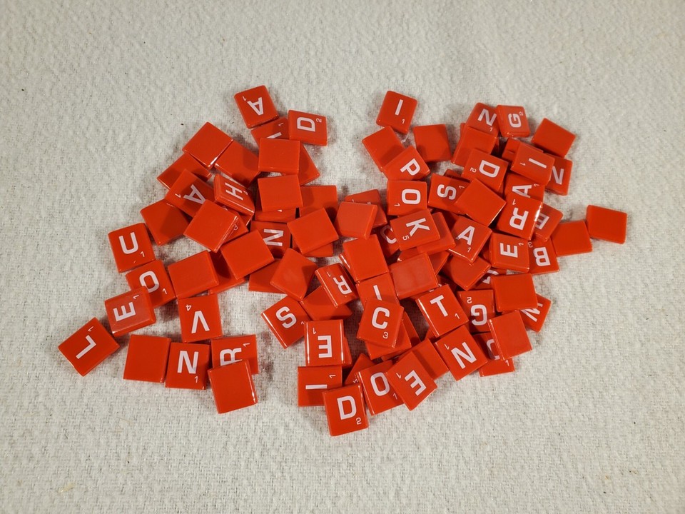 Scrabble Electronic Scoring Replacement Pieces 100 Red Letter Tiles ...
