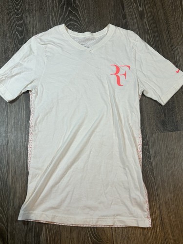 Nike RF Roger Federer SS V-Neck Tee Shirt 688576 Tennis Adult XS White ...