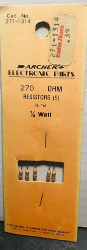 NEW OLD STOCK ARCHER RADIO SHACK 271-1314 RESISTORS (5) FREE SHIPPING ...