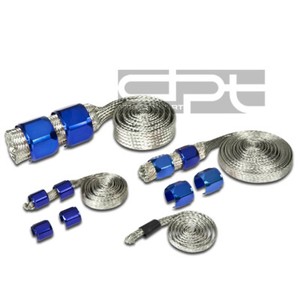 JDM BRAIDED STEEL HOSE VACUUM/FUEL/RADIATOR/HEATER/OIL LINES BLUE DRESS ...