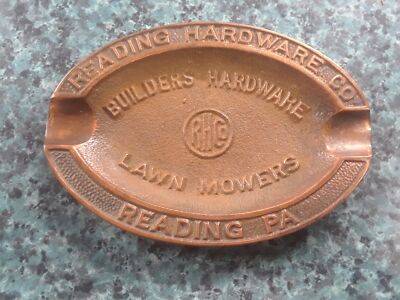 VTG BRONZE READING HARDWARE CO ADV ASHTRAY PA LAWN MOWERS BUILDERS ...
