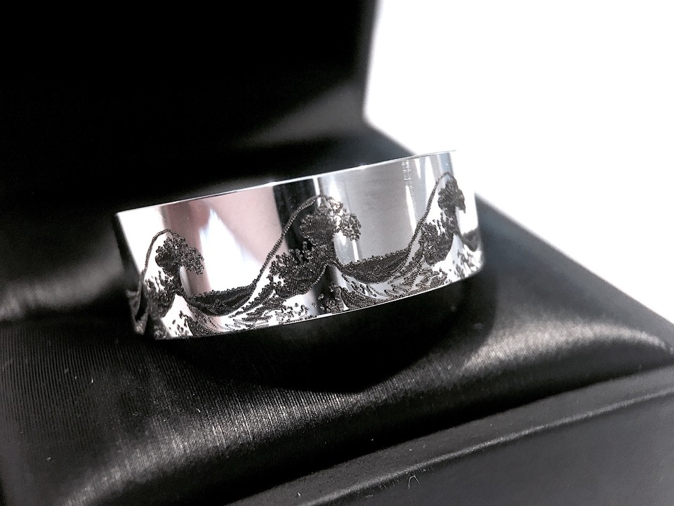 Ocean Wave Ring, Nature Ring, Mens Tungsten Wedding Bands, Men's ...