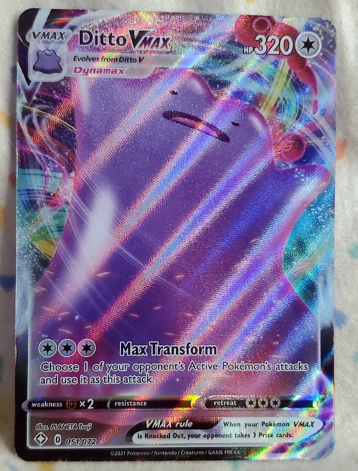 Pokemon SWSH Shining Fates DITTO VMax 051/072 Full Art Holo Rare 2021 ...