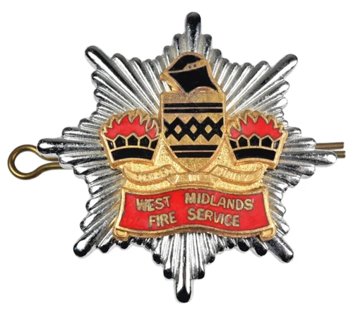 Vintage Obsolete West Midlands Fire Service Firemans Enamel Cap Badge ...