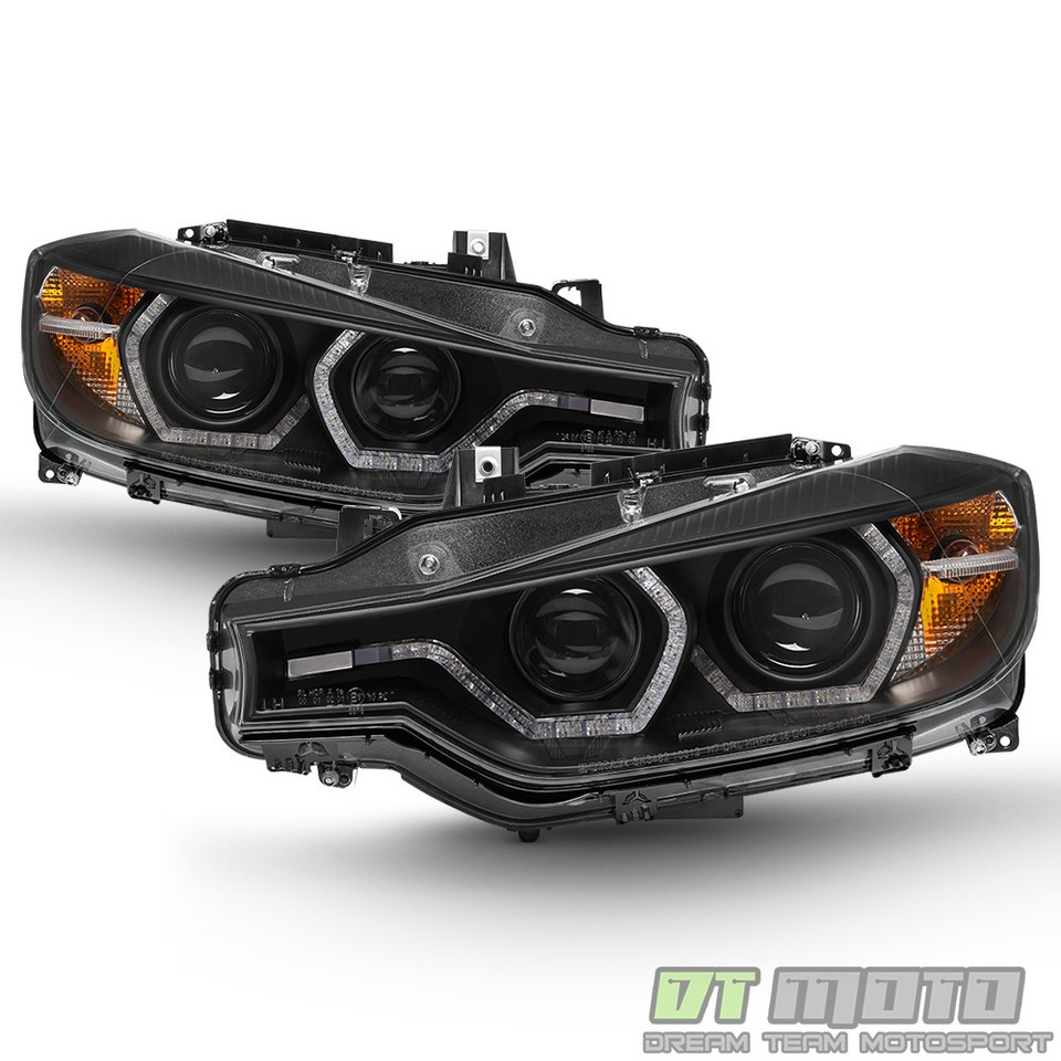 Black [F32 Style] 2012-2015 BMW F30 3-Series Sedan LED DRL Projector ...