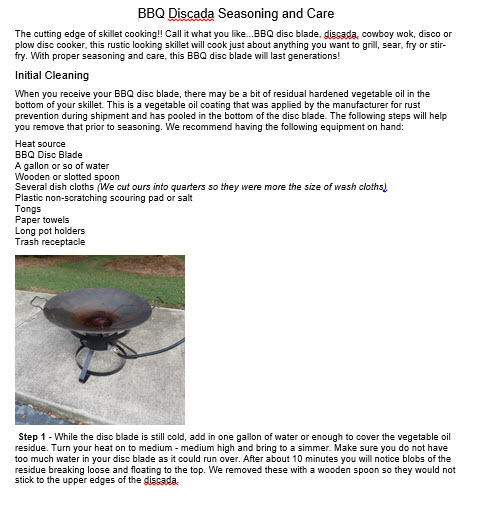 24" Cooking Disc Blade Discada High Heat Cooking Skillet, Disc BBQ ...