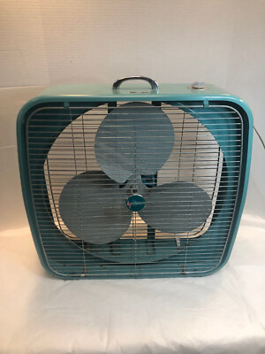 Vintage Dominion 2067-E Box Fan Aqua Turqoise 2 Speed-Mid Century MCM ...