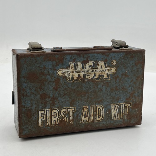 Vintage MSA First Aid Kit Mining Safety Appliances Metal Box Miners W ...