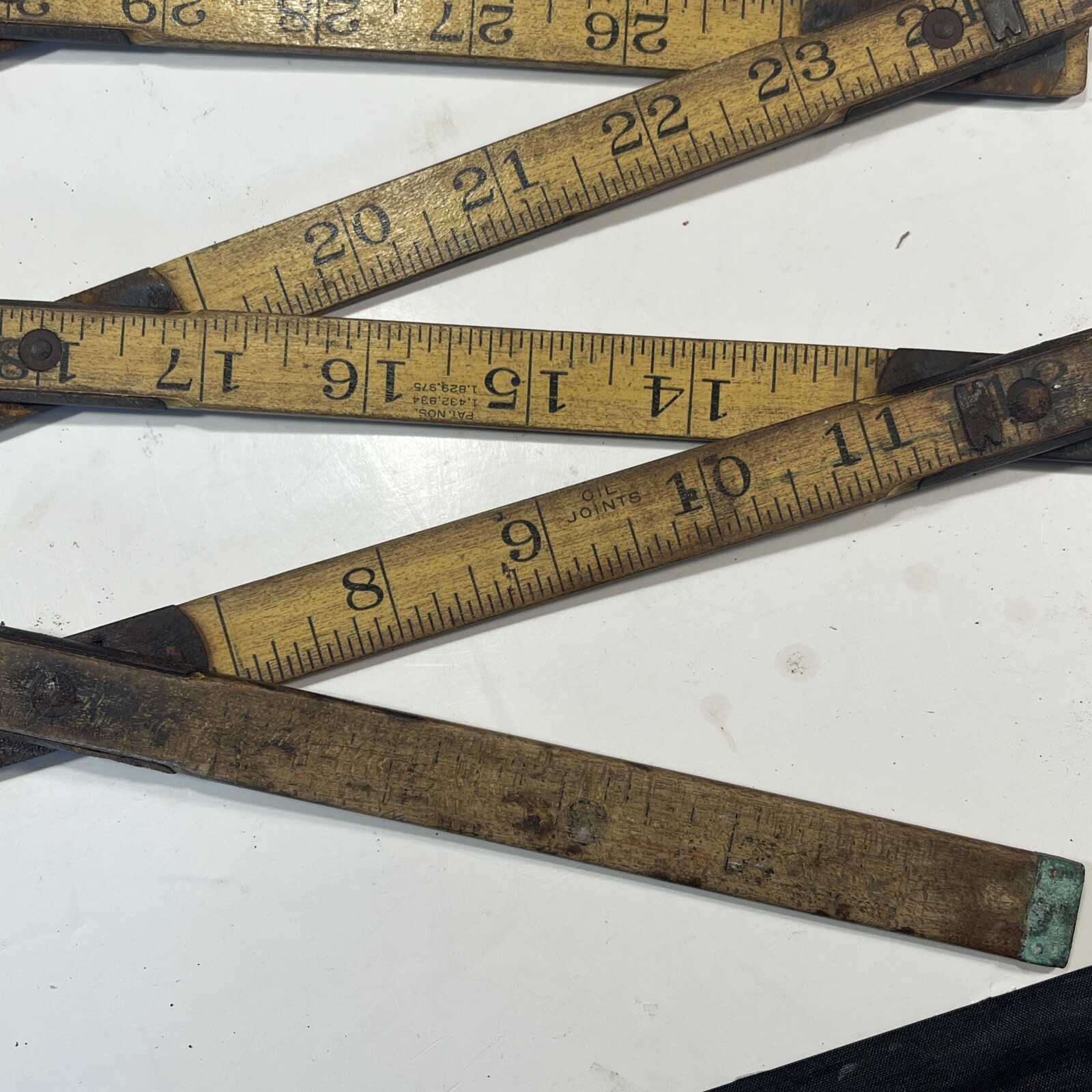 5 Vintage Wood Folding Extension Rulers-Lufkin Red End-Rigid No.620-61 ...