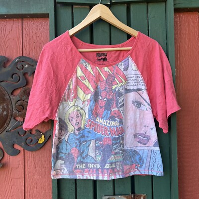 Women's Marvel Comics Crop Top Size USA Small Spiderman Graphics | eBay