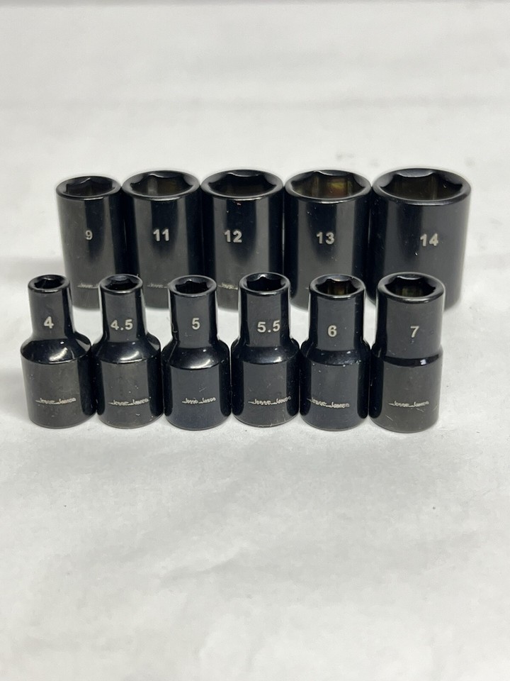 Jesse James WCC Mac Tools 1/4” Drive METRIC 6 Point Socket Set (11) 4 ...