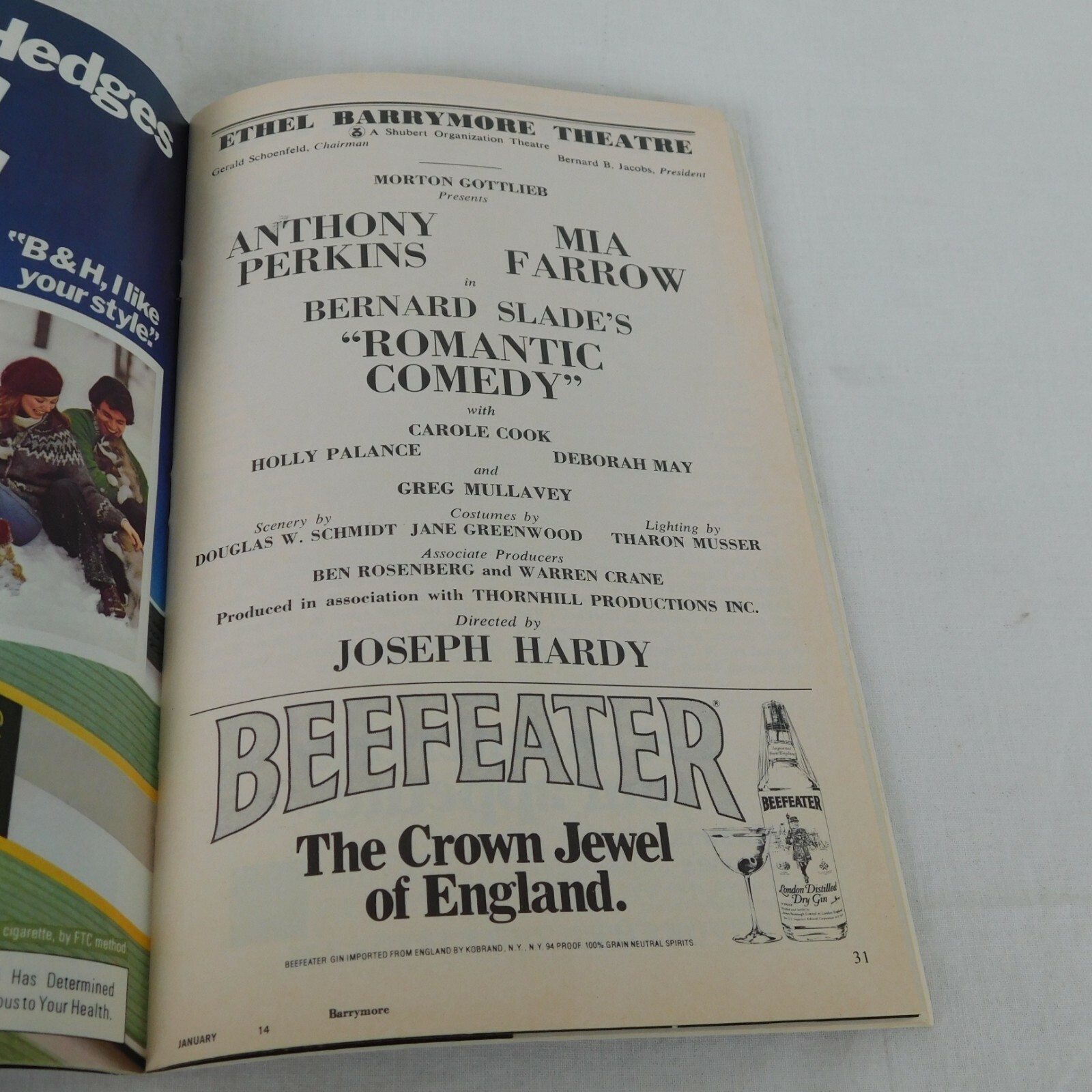 Romantic Comedy Playbill Jan 1980 Ethel Barrymore Anthony Perkins Mia ...