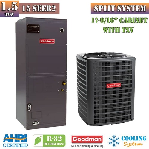 R32 Goodman 1.5 Ton AC & Air Handler Split System GLXS4BA1810 AMST Upto ...