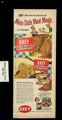 1952 Krey Sliced Beef And Pork Sih Meat Meals Vintage Print Ad 22002 | eBay
