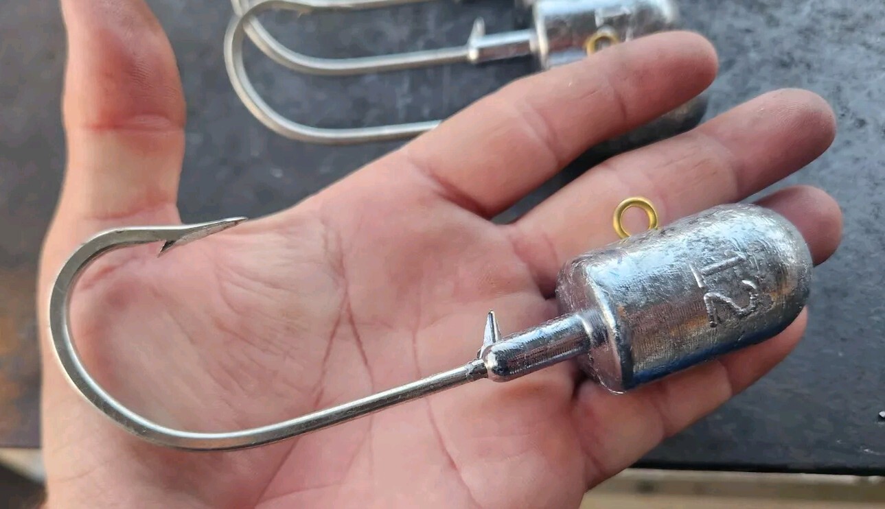 12oz saltwater bullet Jig heads ALASA Halibut Lingcod 12/0 hooks 8 pack ...