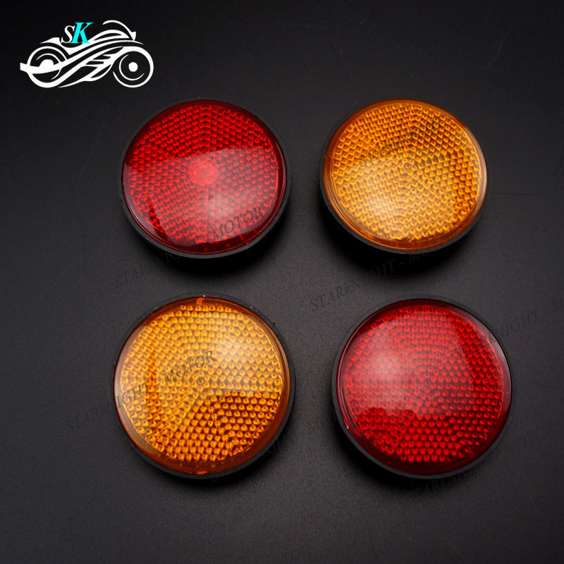 2 Pieces Round Red Reflectors Universal For Motorcycles ATV Bikes Dirt ...