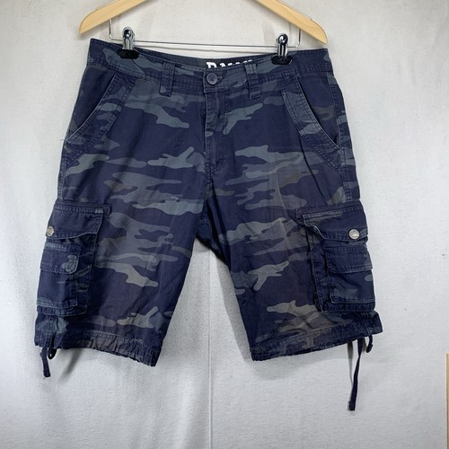 Raw X Cargo Shorts Mens 34Navy Blue Camo Cargo Pockets All Cotton 35x12 ...