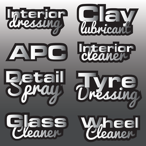 8x Assorted Car Detailing Vinyl Bottle Decal Sticker Label Kit Valeting ...