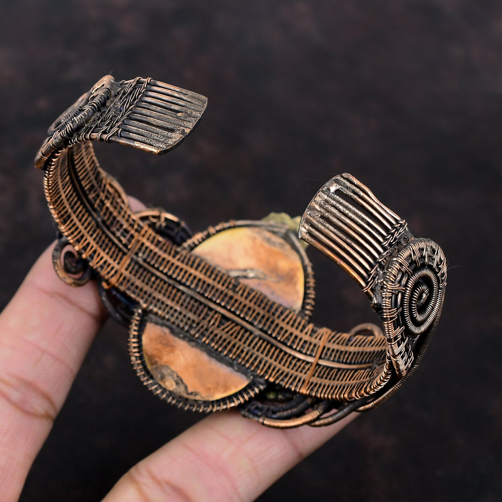 Labradorite Jewelry Copper Mother Gift Wire Wrapped Flower Adjustable ...