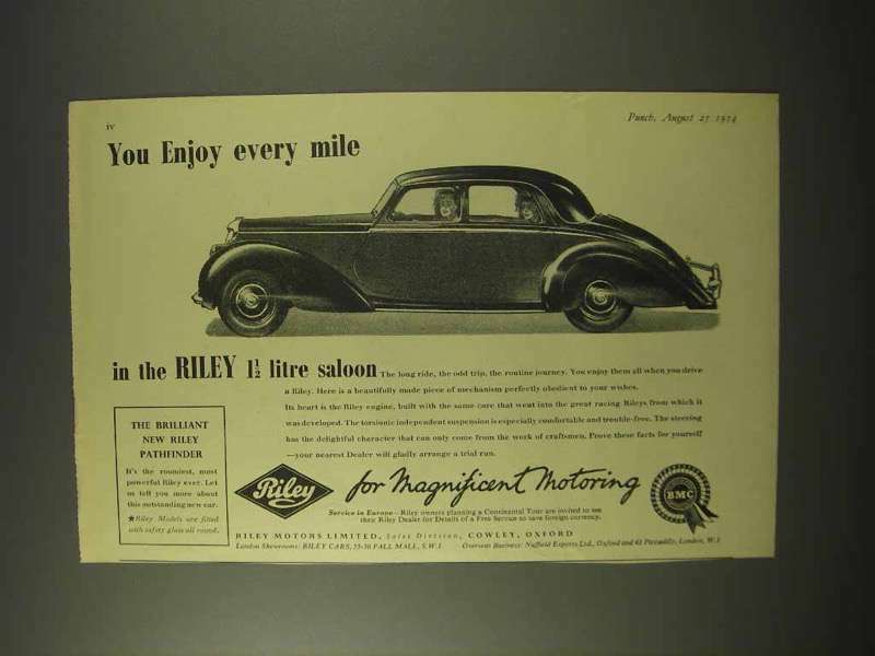 1954 Riley Pathfinder Car Ad - You Enjoy Every Mile | eBay