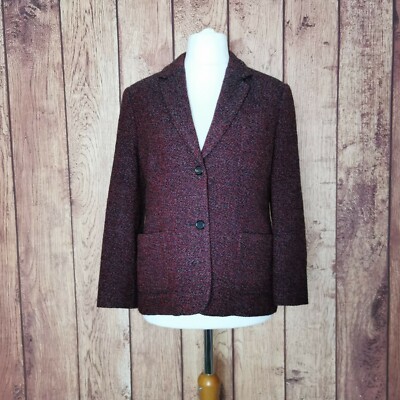 Jaeger Size 12 Red And Grey Wool Blend Coat/Jacket/Blazer | eBay UK