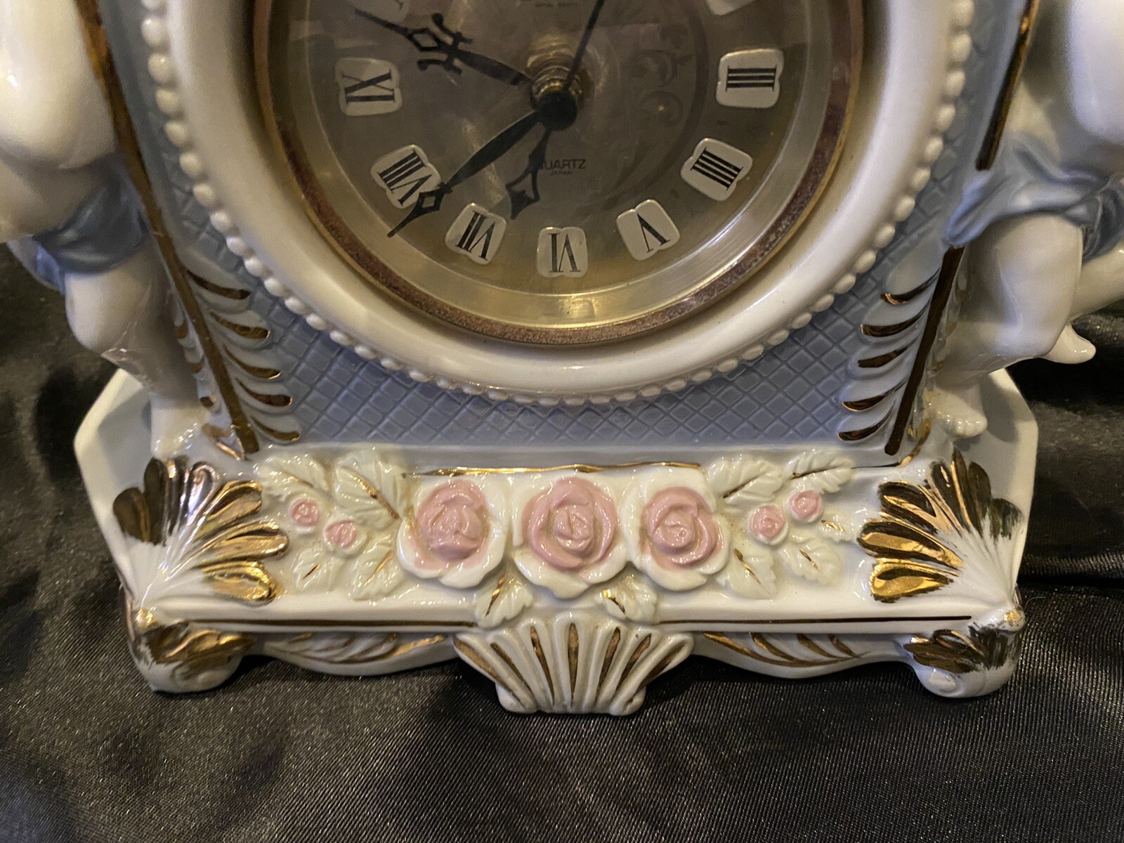 VTG Landex Royal Craft Porcelain Mantel Clock Cherubs Putti Music Doves ...