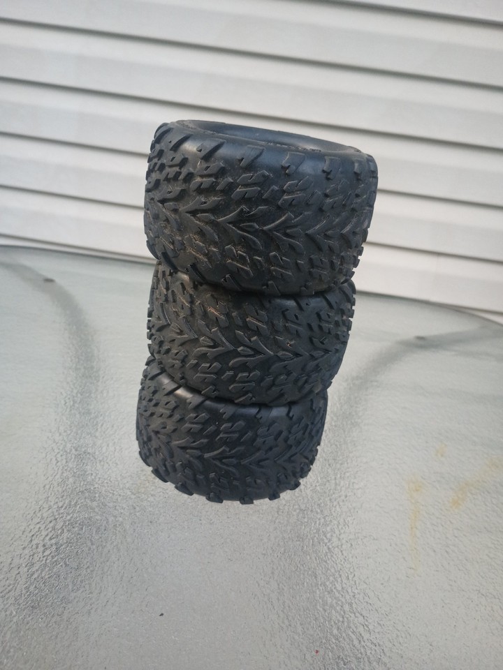 3x Traxxas Stampede 4x4 1/10 Monster Truck Tires on 12mm Hex Wheels ...