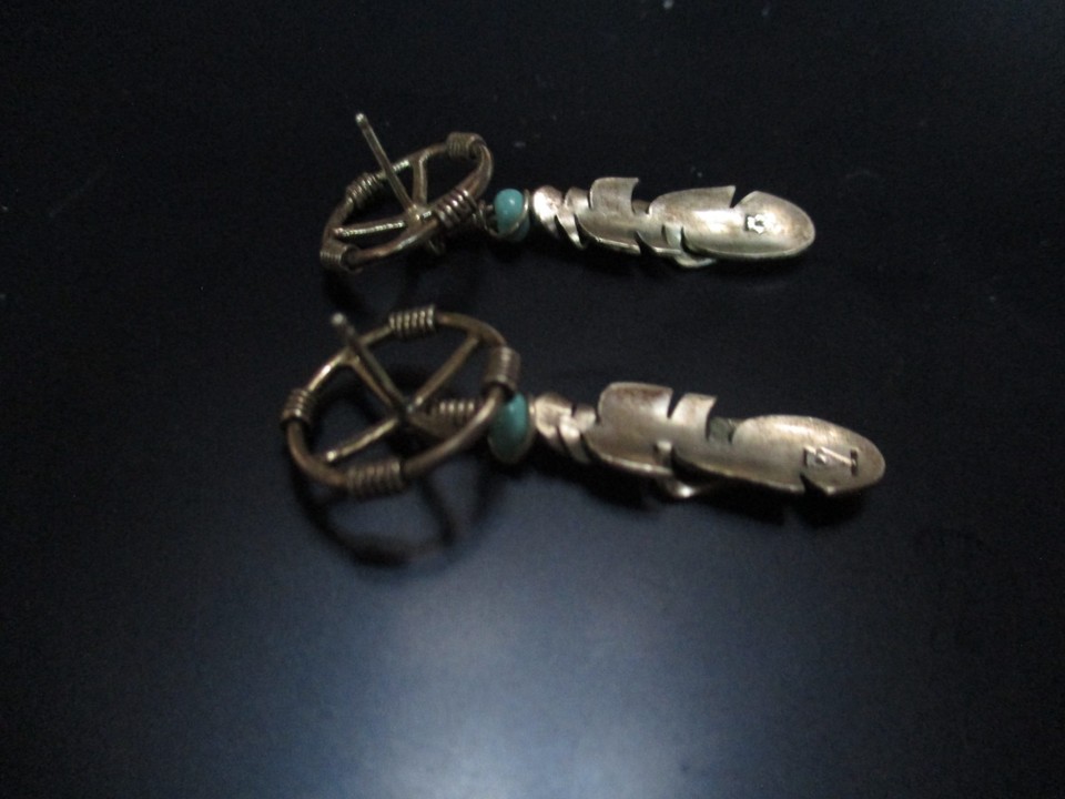 Native American Sterling Feather Dreamcatcher Dangle Drop Earring ...