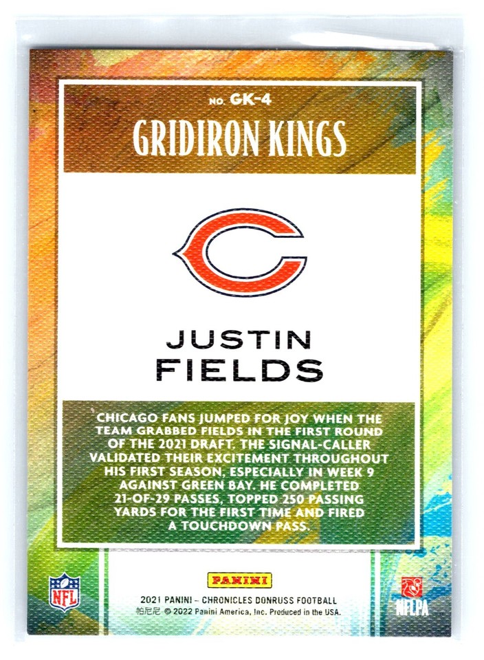 2021 Panini Chronicles #GK-4 Justin Fields Rookie Chicago Bears Mint | eBay