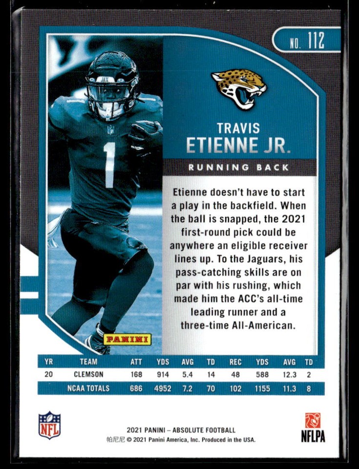 2021 Panini Absolute Travis Etienne Jr. #112 RC Jacksonville Jaguars | eBay