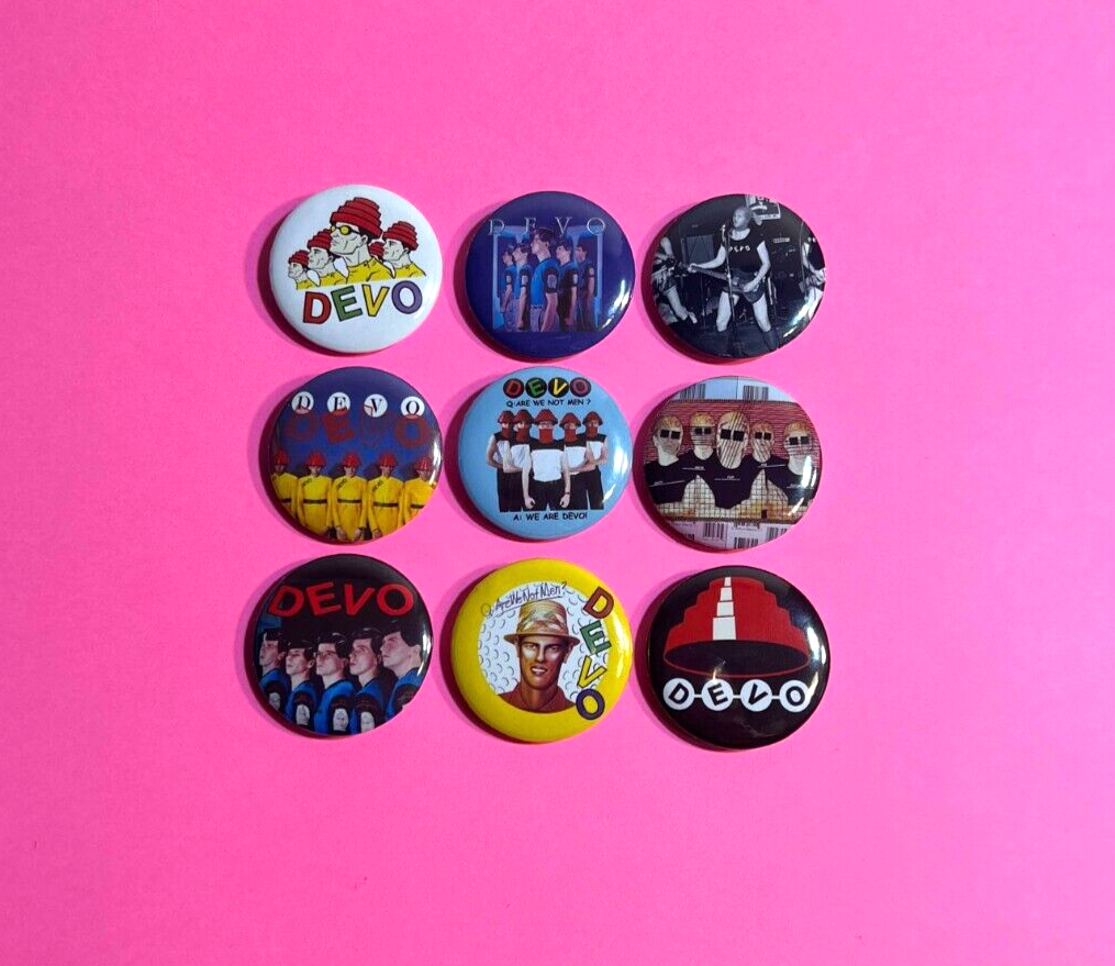Devo (Band) 1.25" Button Pin Lot of (9) New Wave Rock Whip It Puppet ...