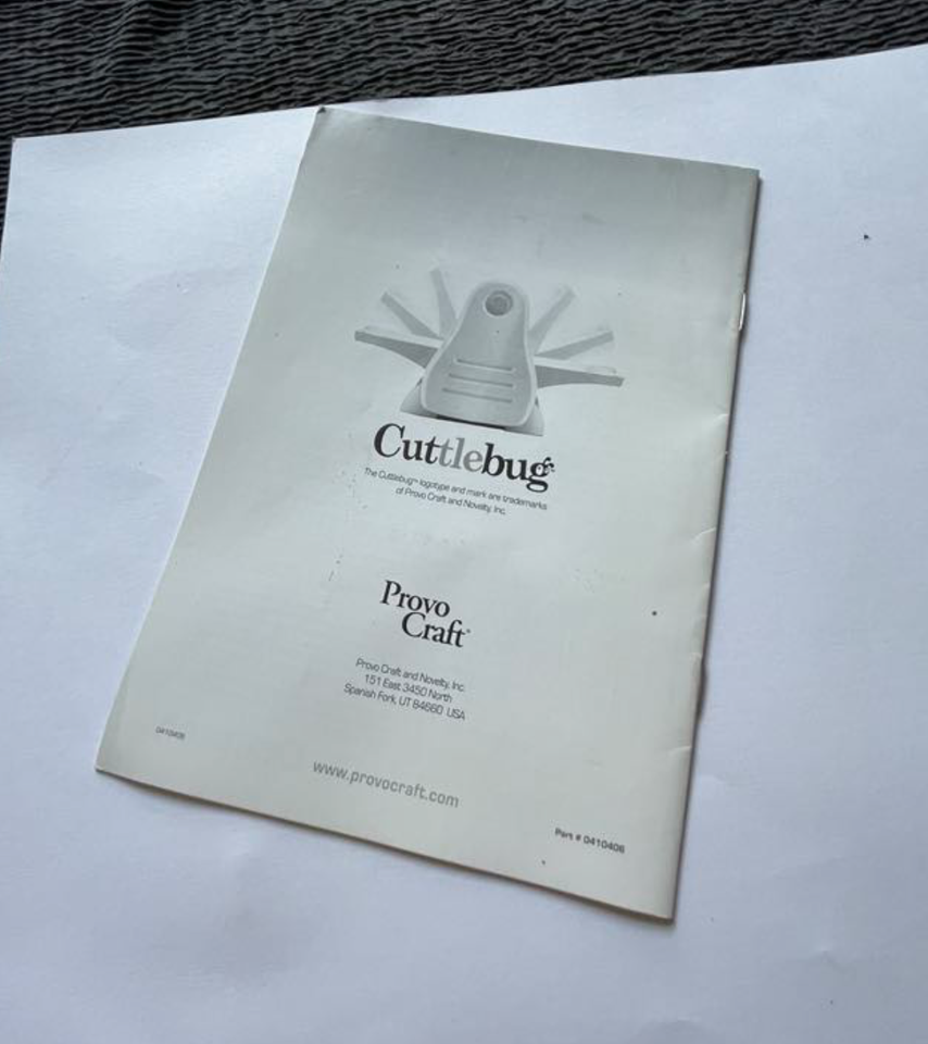 Cricut Cuttlebug Original Provo Craft Die Cutter Embosser Manual ONLY ...