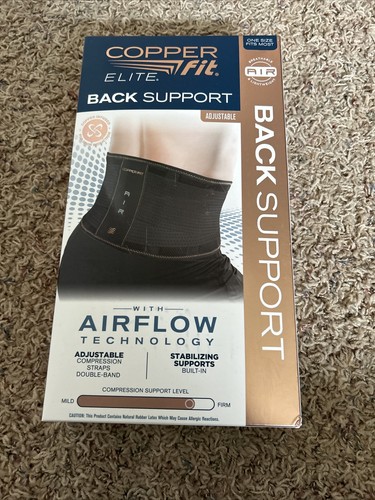 Copper Fit Elite Back Support AirFlow Back Brace Adjustable Double-Band ...