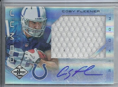 2012 Limited - COBY FLEENER - Autograph Jumbo Jersey Rookie - COLTS #d ...