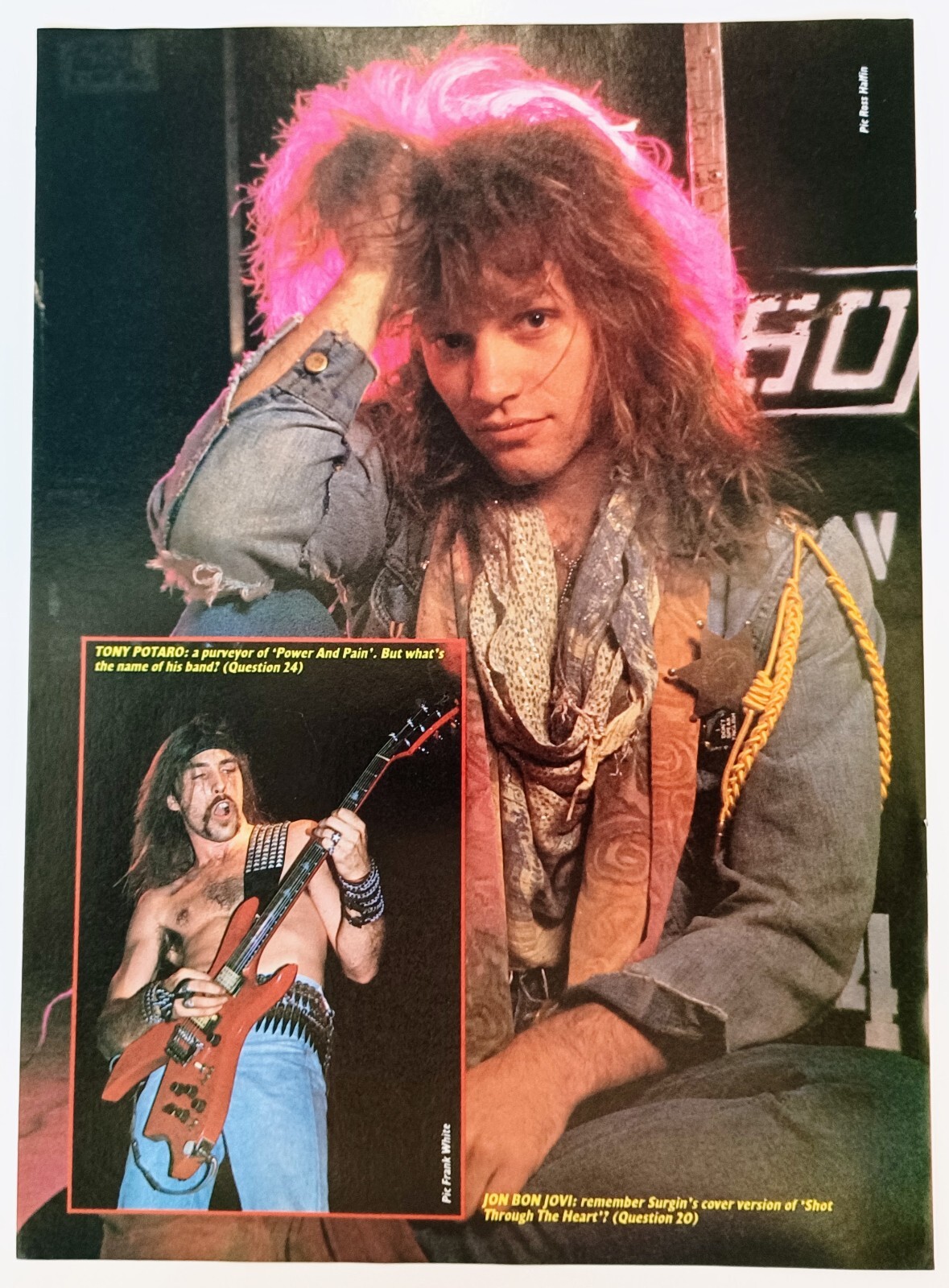 JON BON JOVI & WHIPLASH TONY PORTARO~VTG ORIG 1990 KERRANG MAGAZINE ...