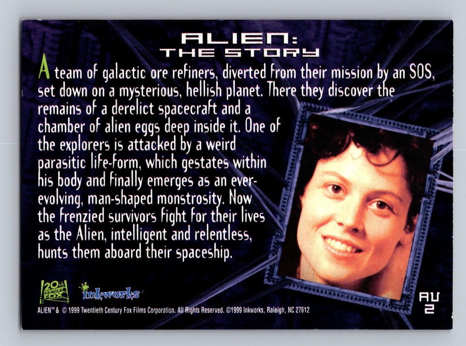 1999 Inworks Alien Legacy: The Story #AU2 Trading Card 20 Centry Fox ...