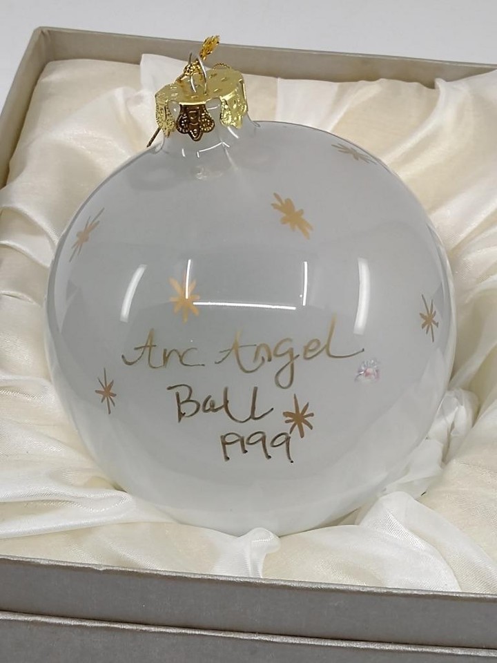 Alessandra Pair Angels Decorating Xmas Tree Reverse Painted Glass ...