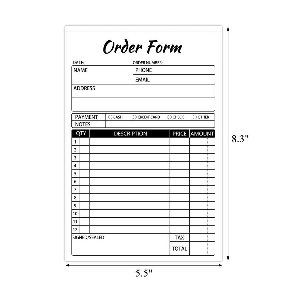 2 Pack Order Forms Receipt Book,2 Part Carbonless Sales Invoice Book ...