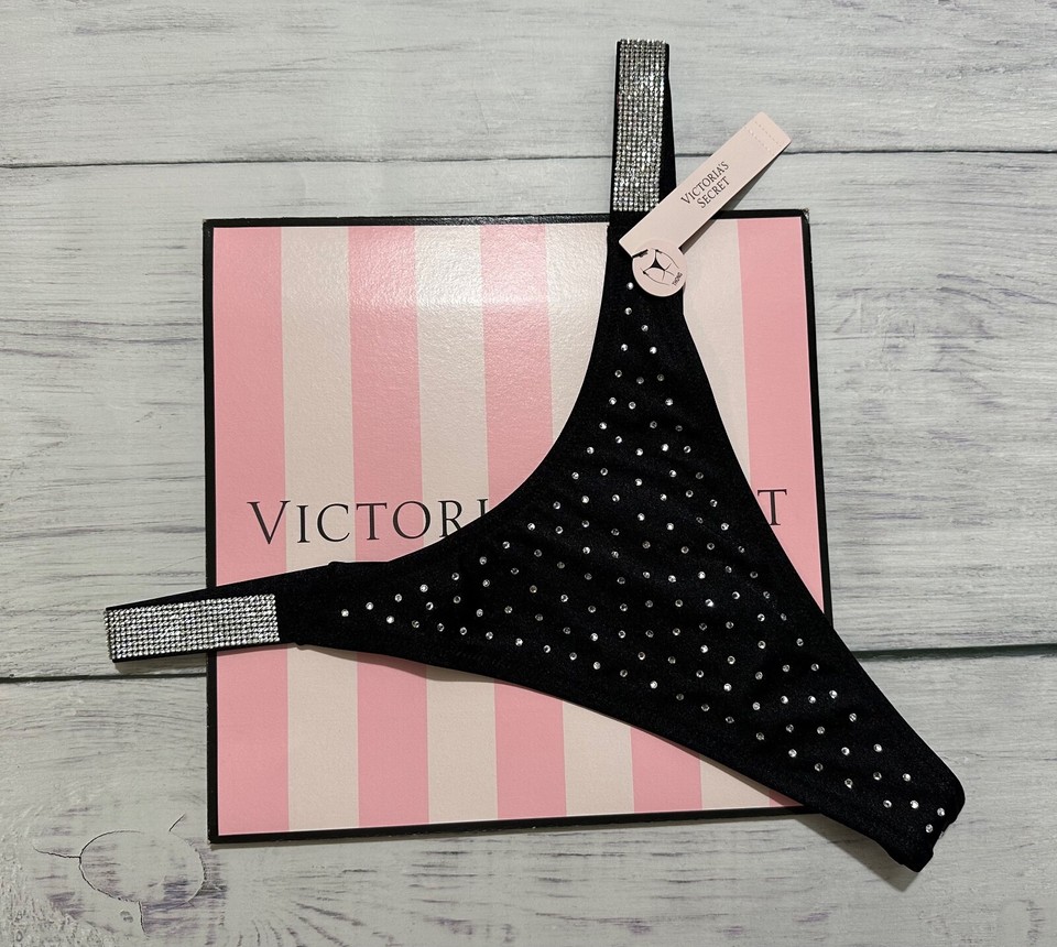 Victoria's Secret Shine Strap SWIM RHINESTONE THONG BIKINI BOTTOM | eBay