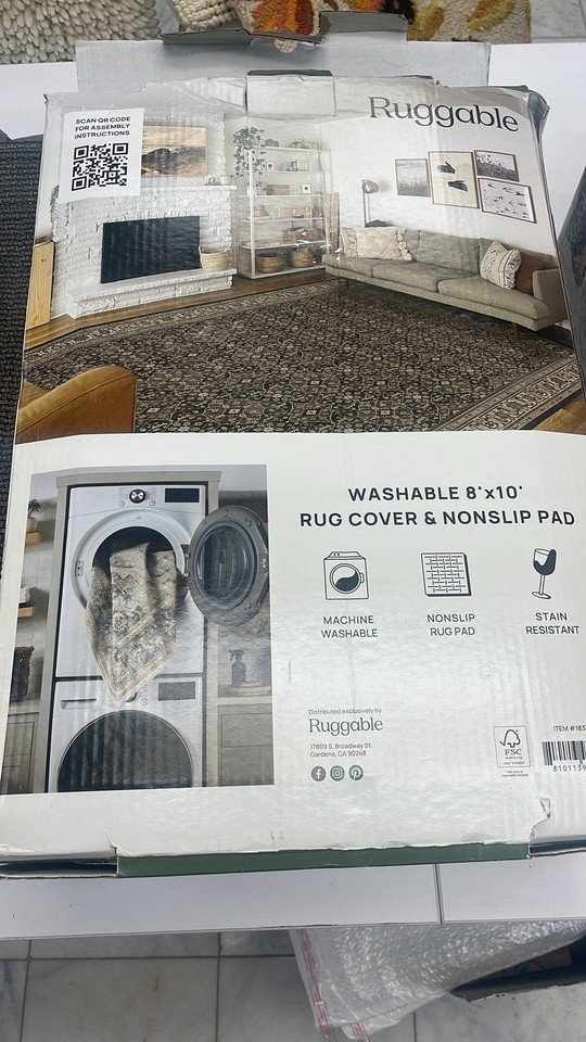 Ruggable Washable 8'x10' Rug Cover & Nonslip Pad | eBay