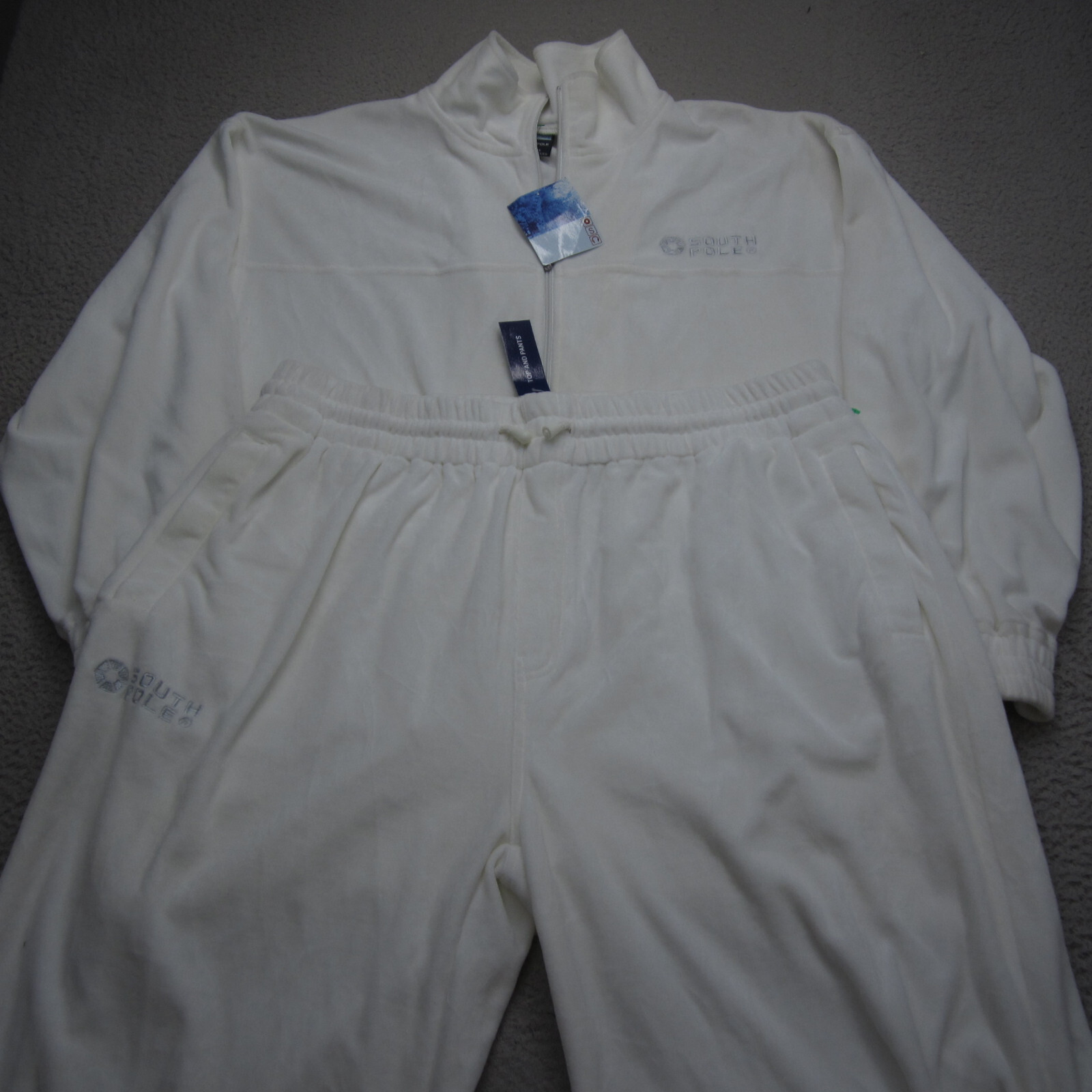 Vintage Southpole Track Suit Mens 4XL White Velour 90s Y2K Hip Hop